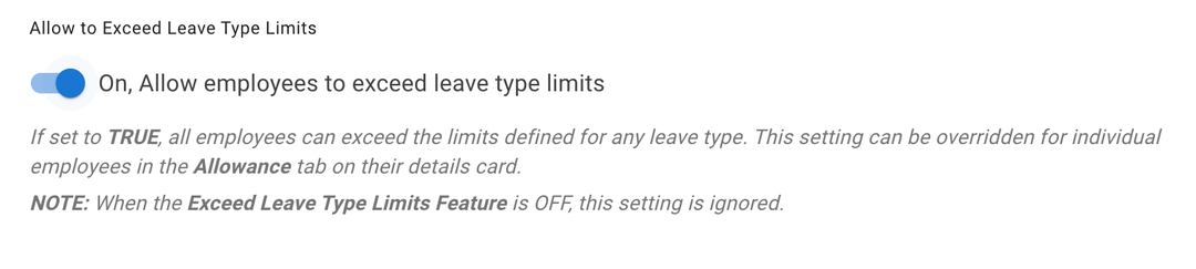 Exceed Leave Type Limits | TimeOff Knowledge Base